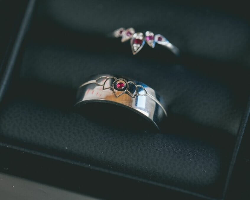 Bespoke Ruby Wedding Rings - Jodie Gearing
